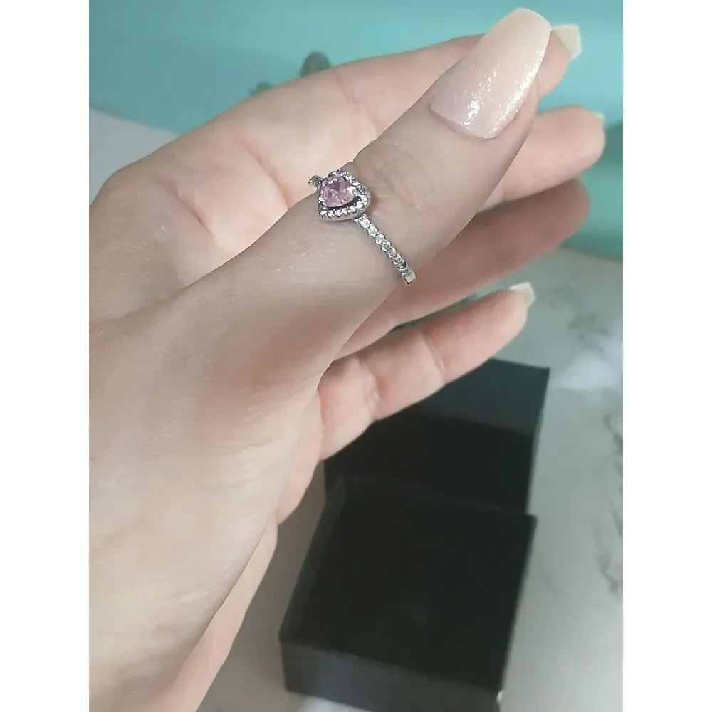 Pandora | Jewelry | Elevated Pink Heart Ring S925 Ale Sterling Silver ...